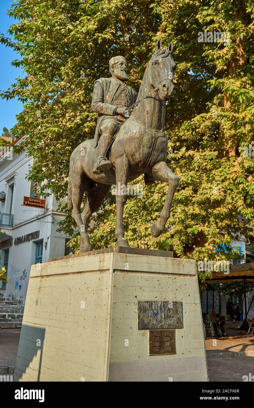 Statue of Athanasios Klaras, better known Aris Velouchiotis, was the ...