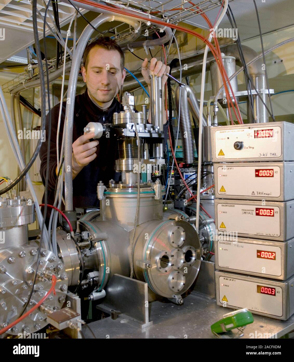 Nanoparticle research. Sebastien Zamith with one of the machines he ...