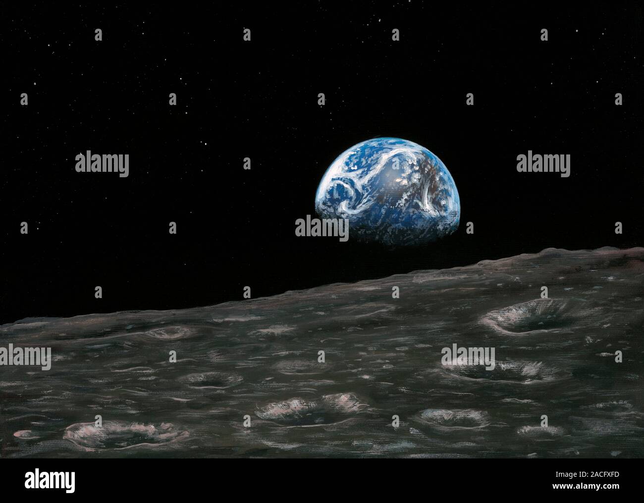 Earthrise photograph. Artwork based on the famous Earthrise photographs ...