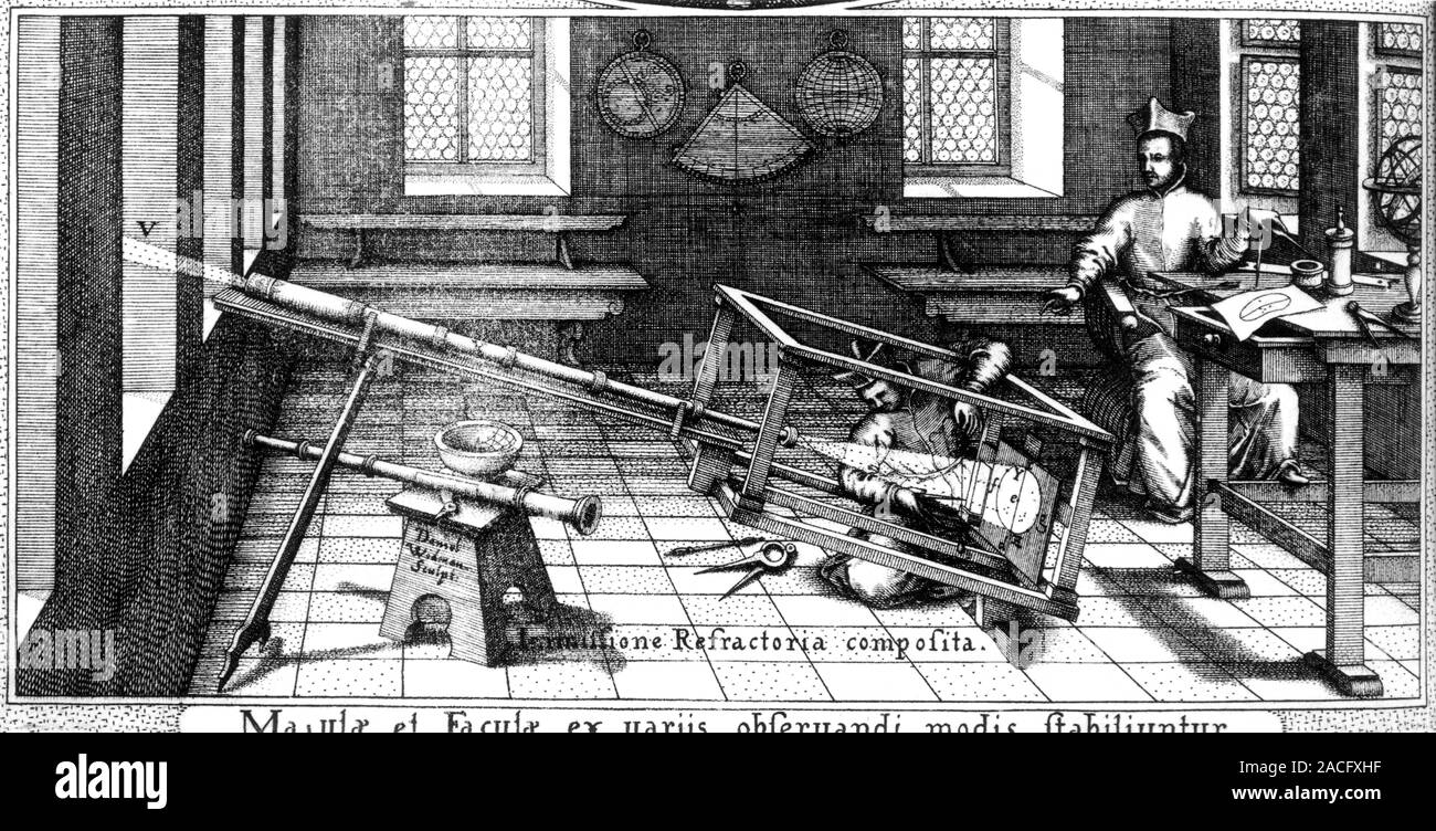Sun projection. Historical artwork showing the German astronomer ...