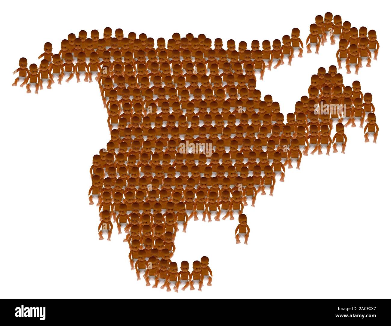 Overpopulation of North America, conceptual artwork. The continent has ...