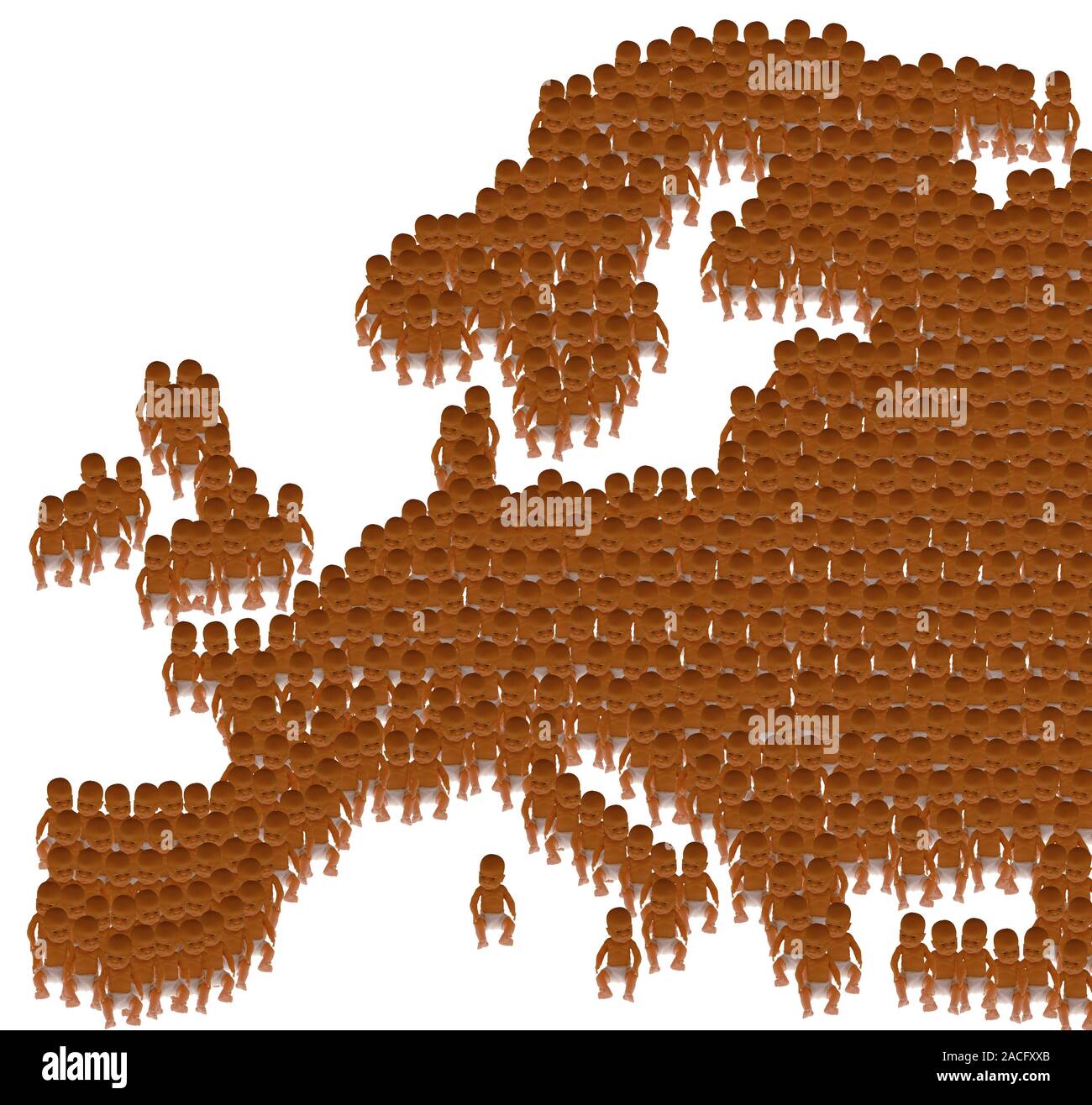 Overpopulation of Europe, conceptual artwork. The shape of the ...