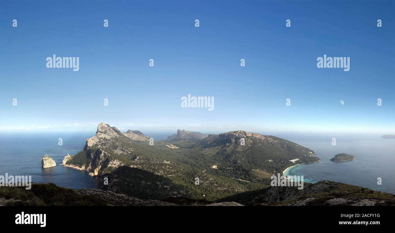 Moonrise over Mallorca, one of the Balearic islands. Mallorca, also ...