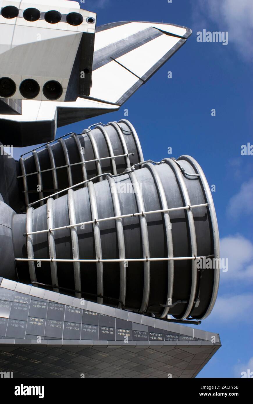 Space shuttle main engines. Also seen are the reaction control system ...