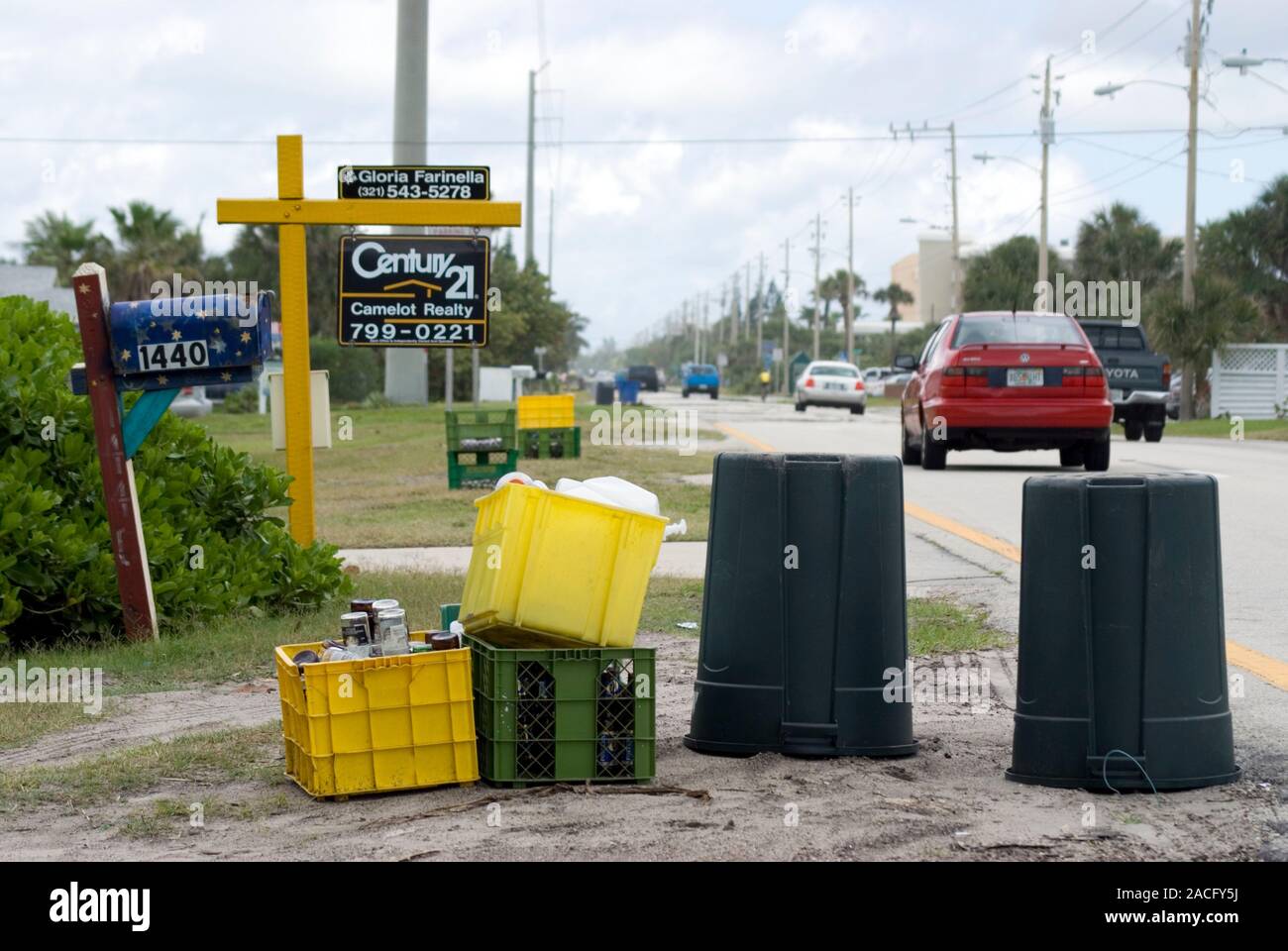 Refuse waiting collection by the side of the road. Photographed in ...