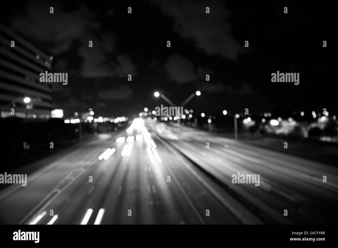 blurred night city lights. defocused speed background. blur night life ...