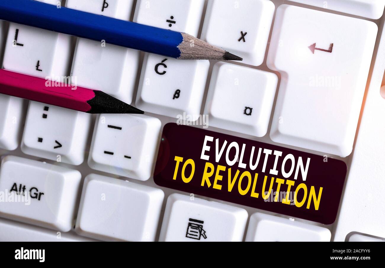 Conceptual hand writing showing Evolution To Revolution. Concept ...