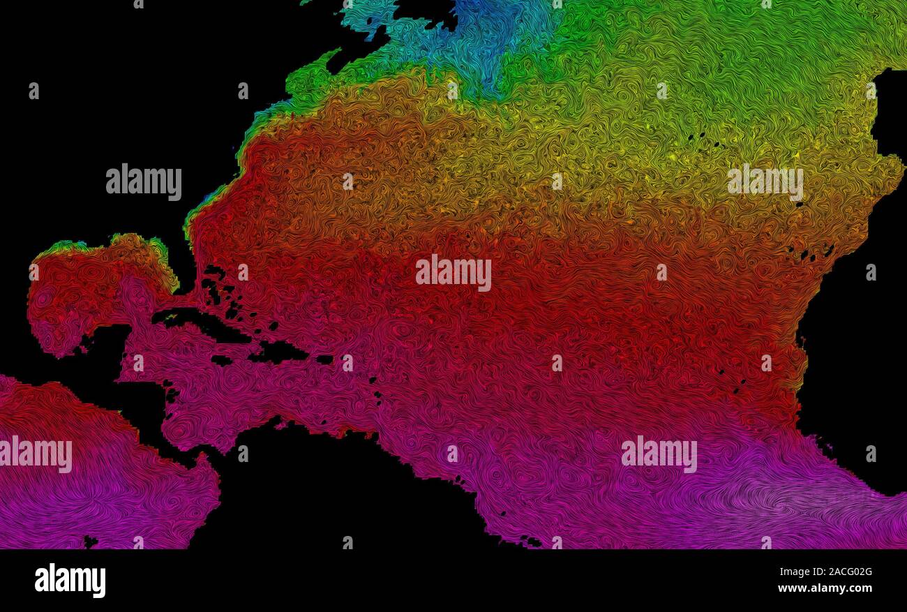 Gulf Stream ocean temperature. Computer visualisation of the Gulf ...