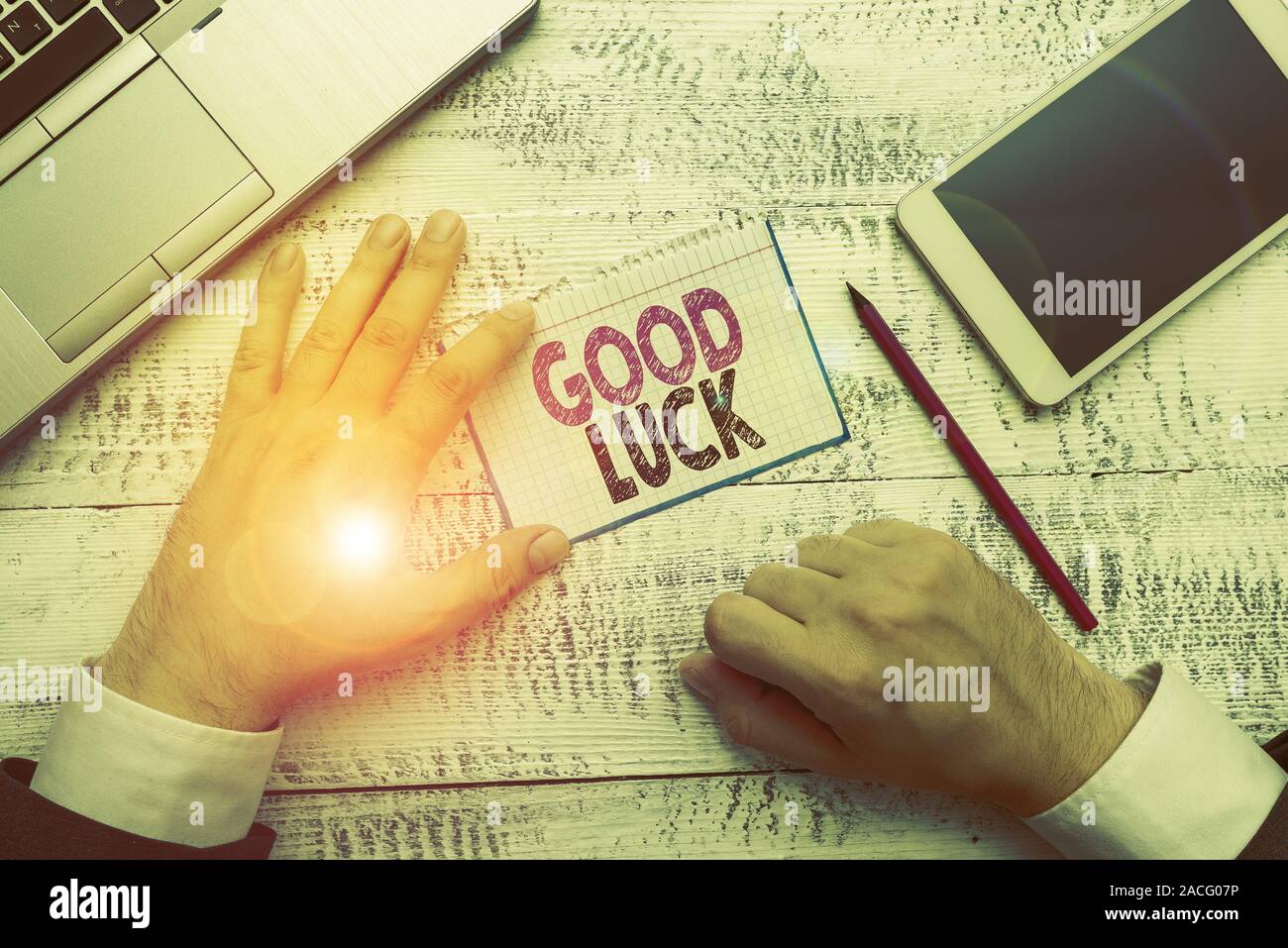 Conceptual hand writing showing Good Luck. Concept meaning A positive ...