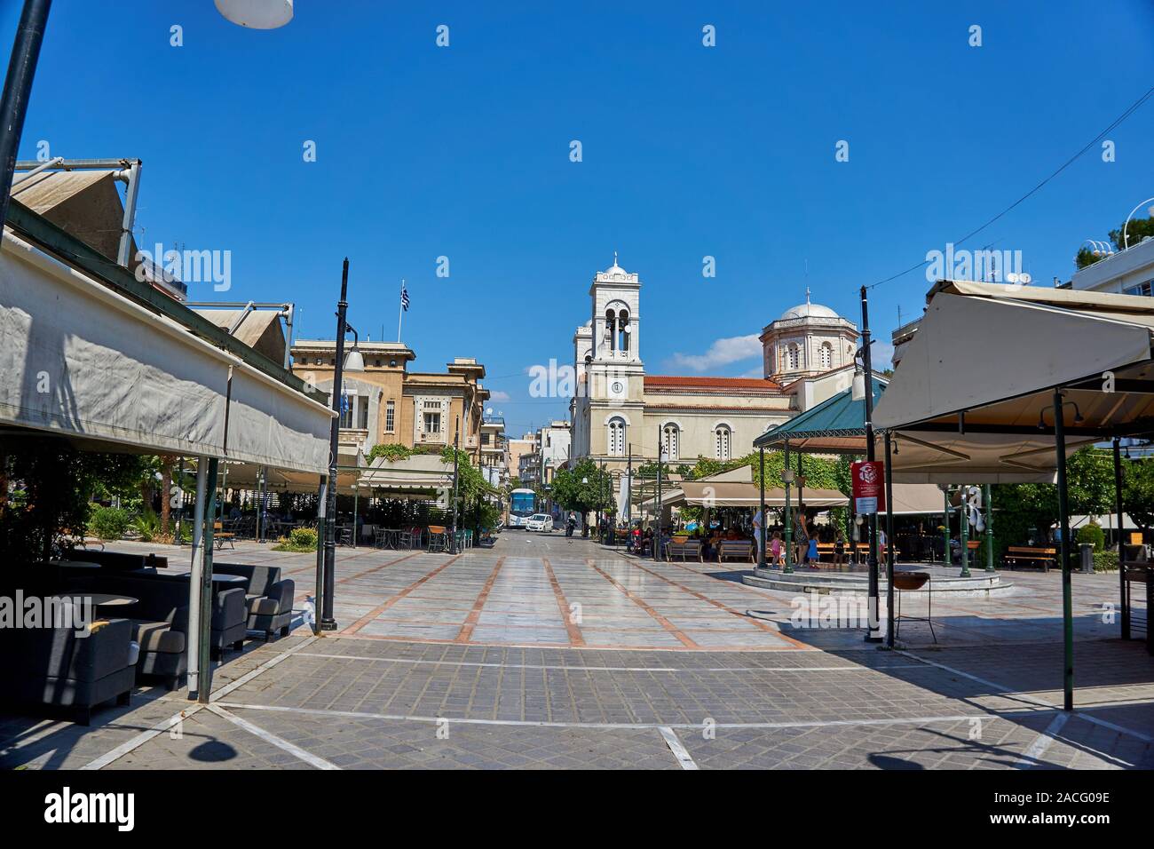 Urban view of the center of Lamia city, Greece. Architectural buildings ...