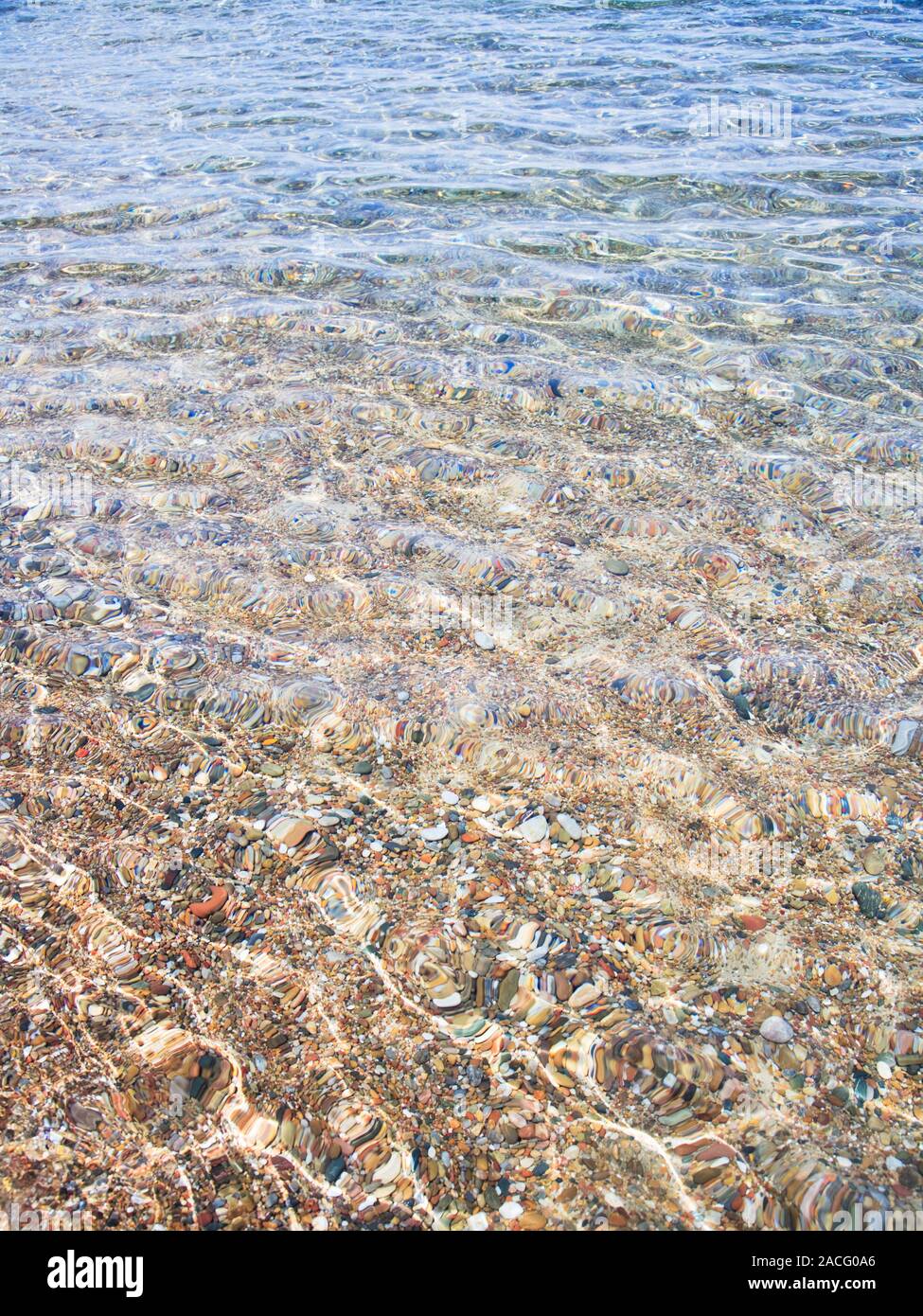 Rippling crystal clear mediterranean sea water creates a random ...