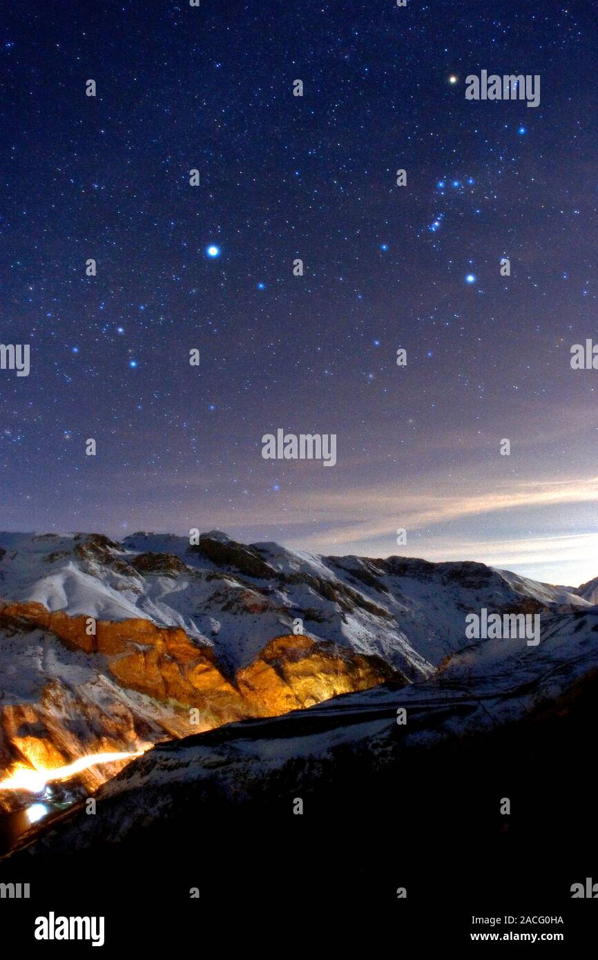 Stars of winter, (Orion and Canis Major with the bright Sirius), above ...