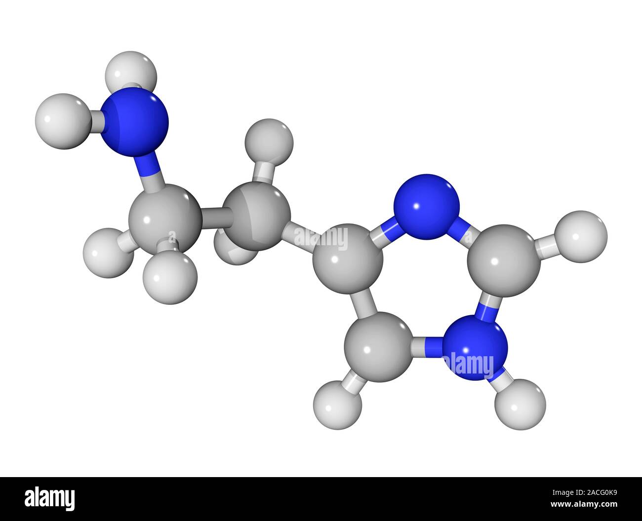 Histamine molecule. Computer model showing the structure of a molecule ...