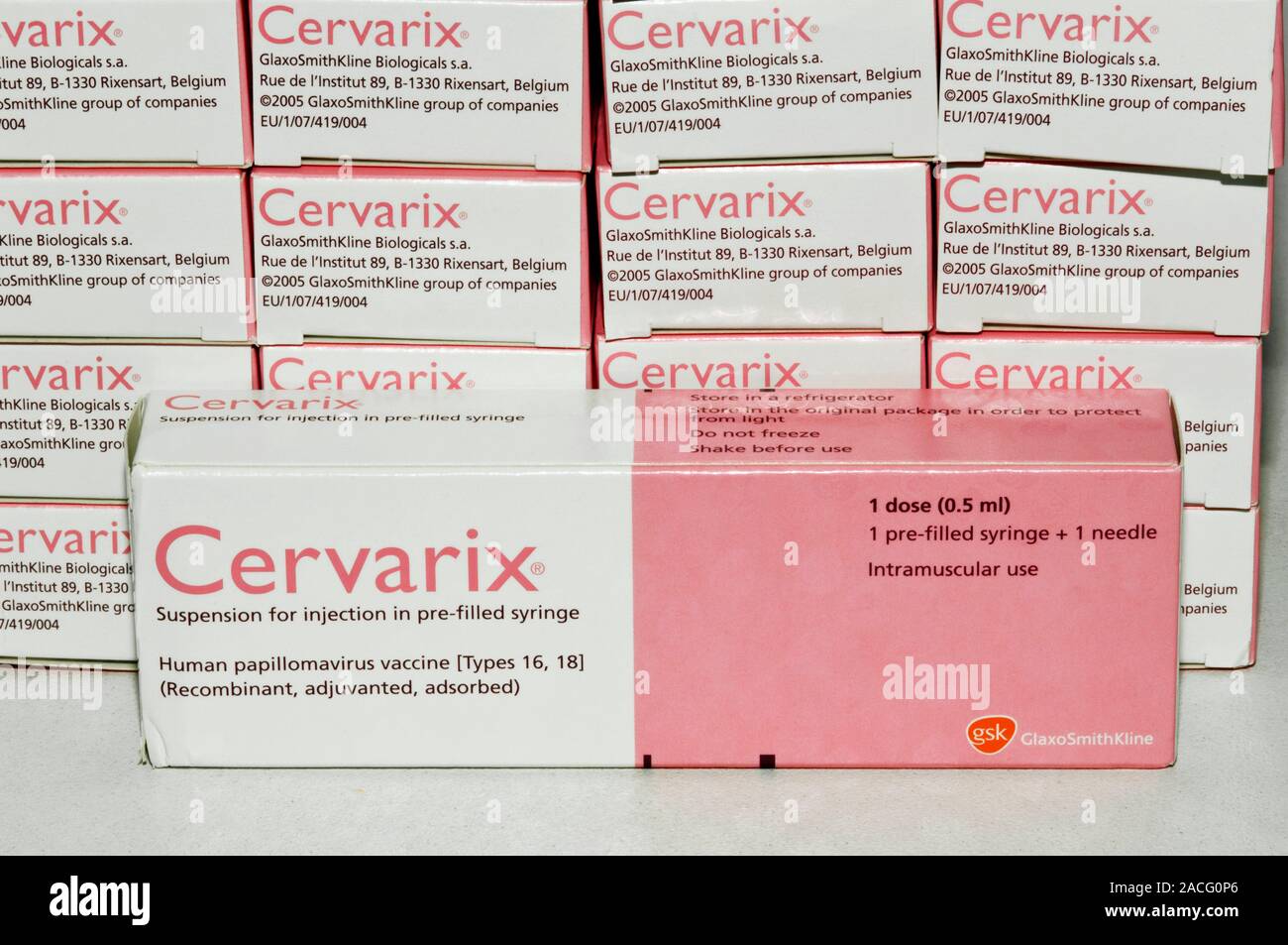 Packs of Cervarix HPV vaccine. Cervarix prevents infection from certain ...