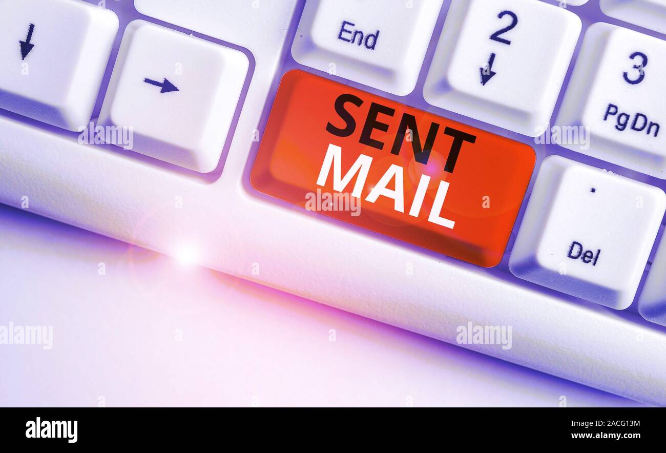 Writing note showing Sent Mail. Business concept for Event where a ...