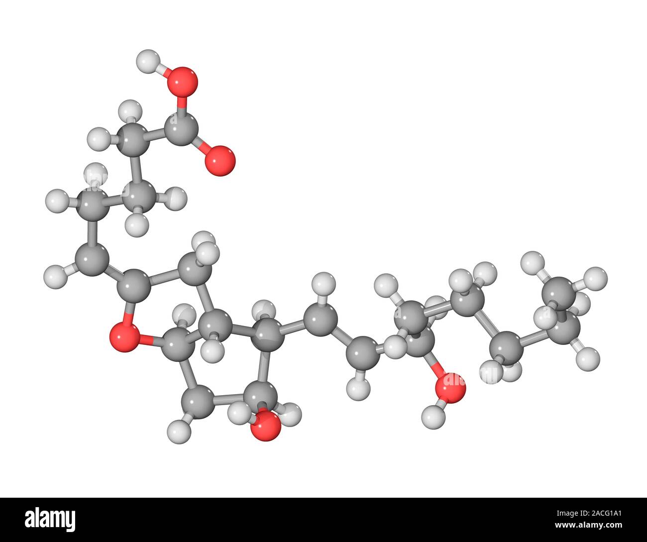 Prostacyclin molecule. Computer model showing the structure of the ...
