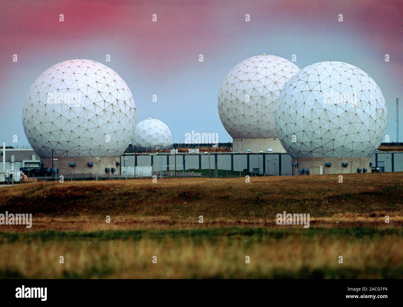 Fylingdales long-range radar station, North Yorkshire Moors, UK. This ...
