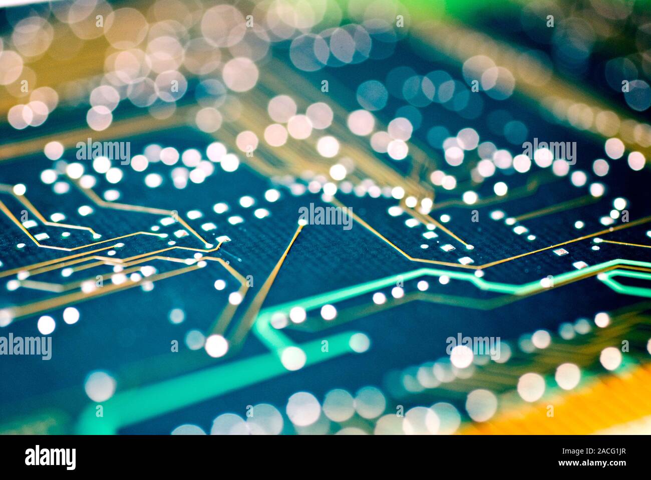 Printed circuit board (PCB). Soft-focus image showing the holes (dots ...