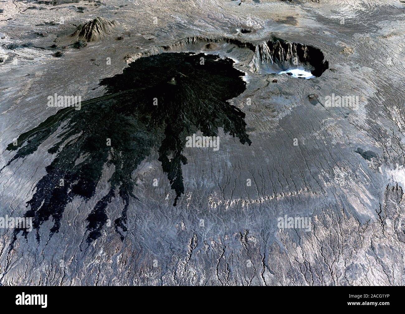 Tousside volcano, 3D satellite image. Three-dimensional satellite image ...