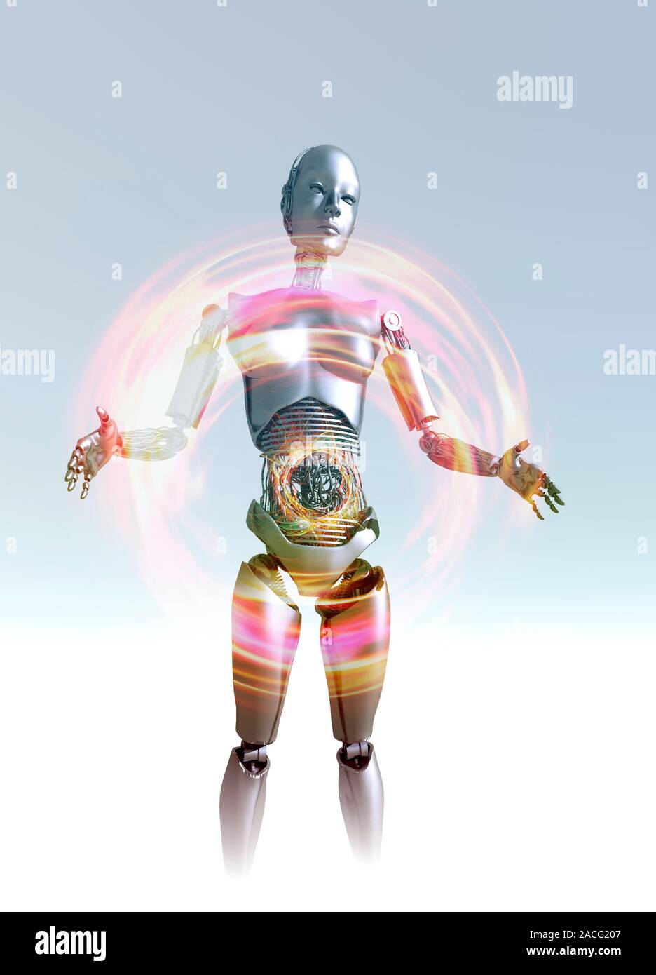 Humanoid robot, computer artwork. Computer artwork of a humanoid robot ...