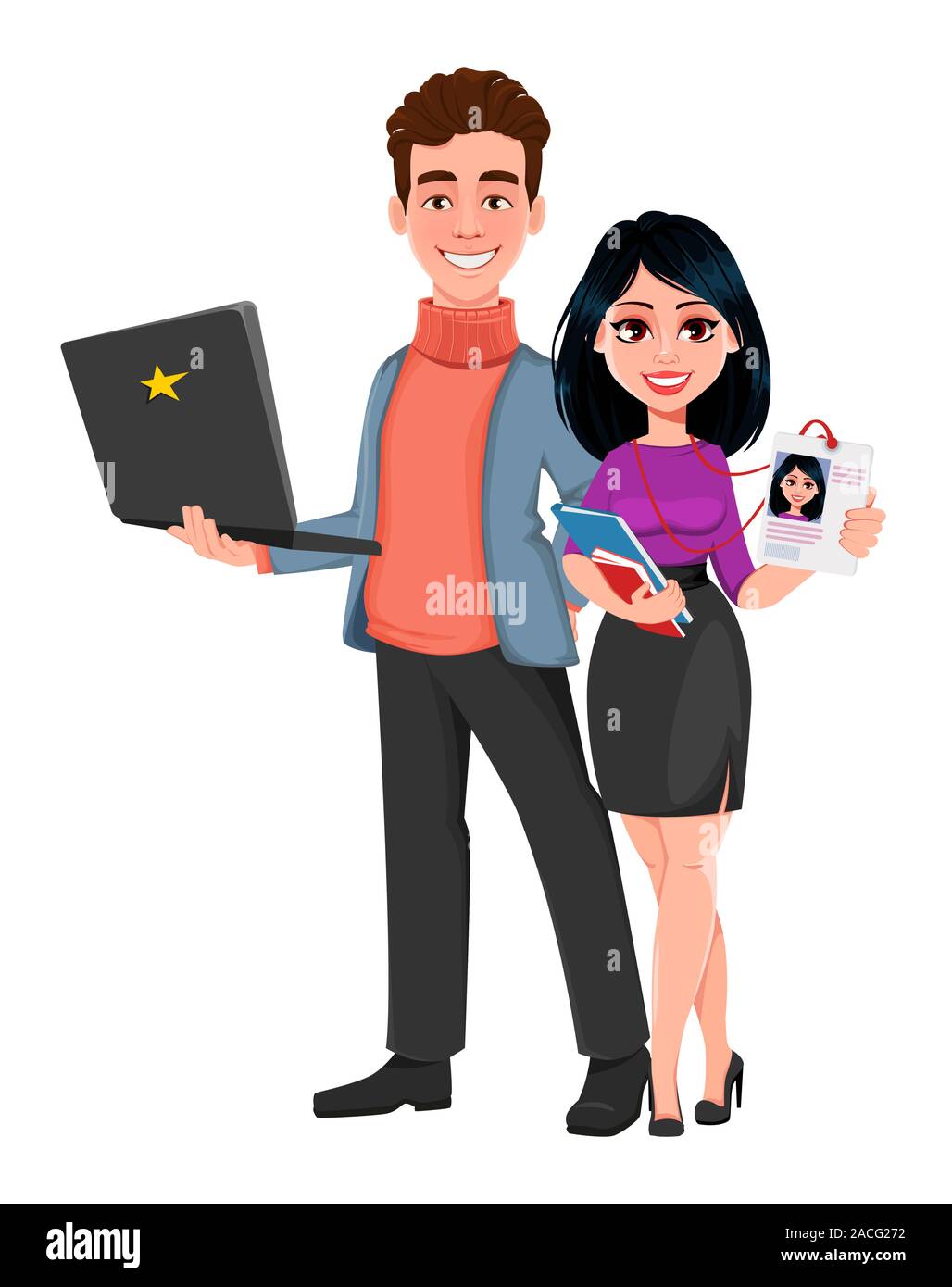 Handsome Business Man And Beautiful Business Woman Standing Together