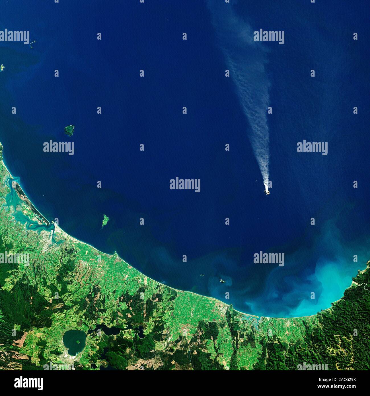 White Island, satellite image. Satellite image showing the volcano ...