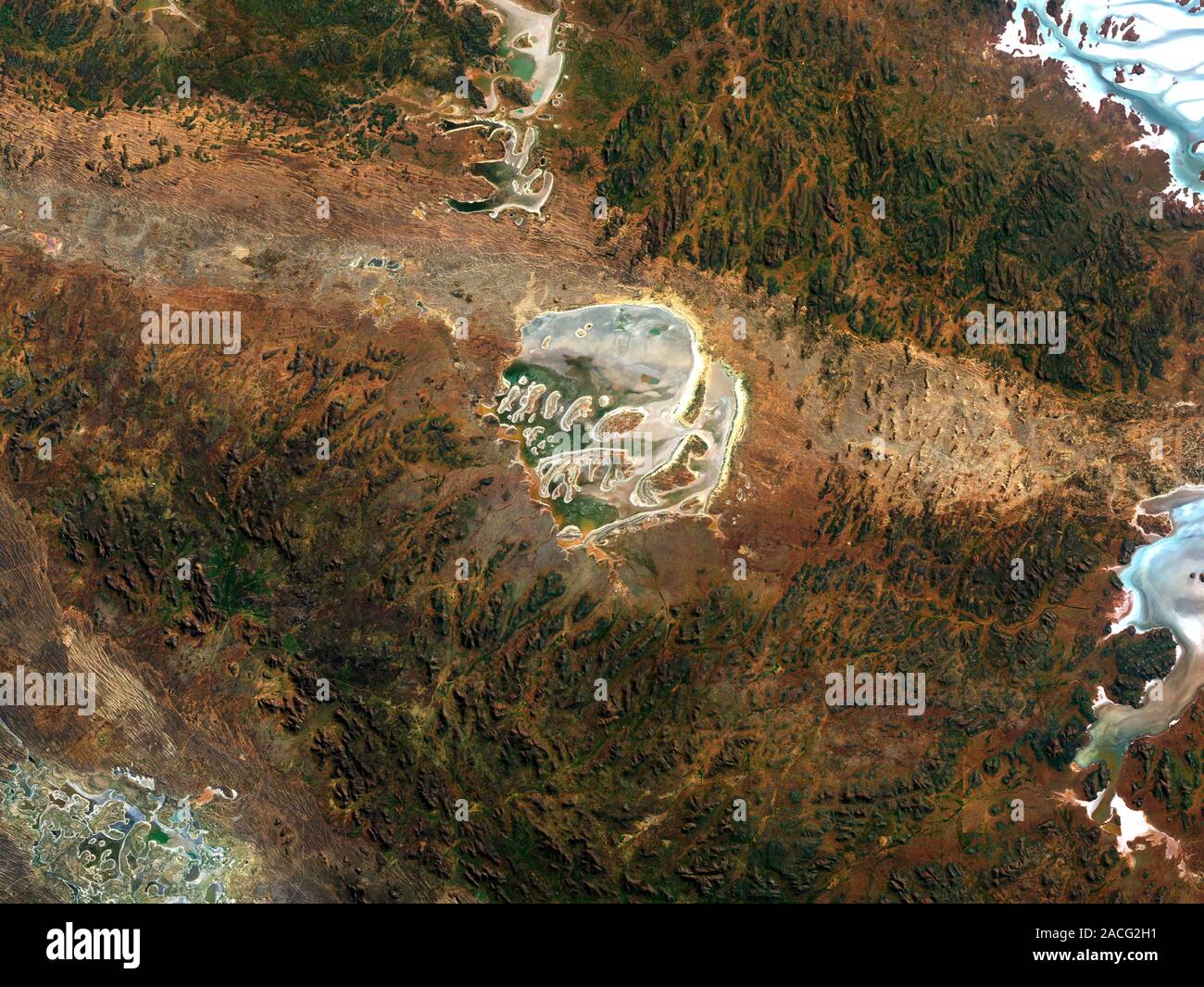 Acraman crater, satellite image. The Acraman meteor impact crater is ...