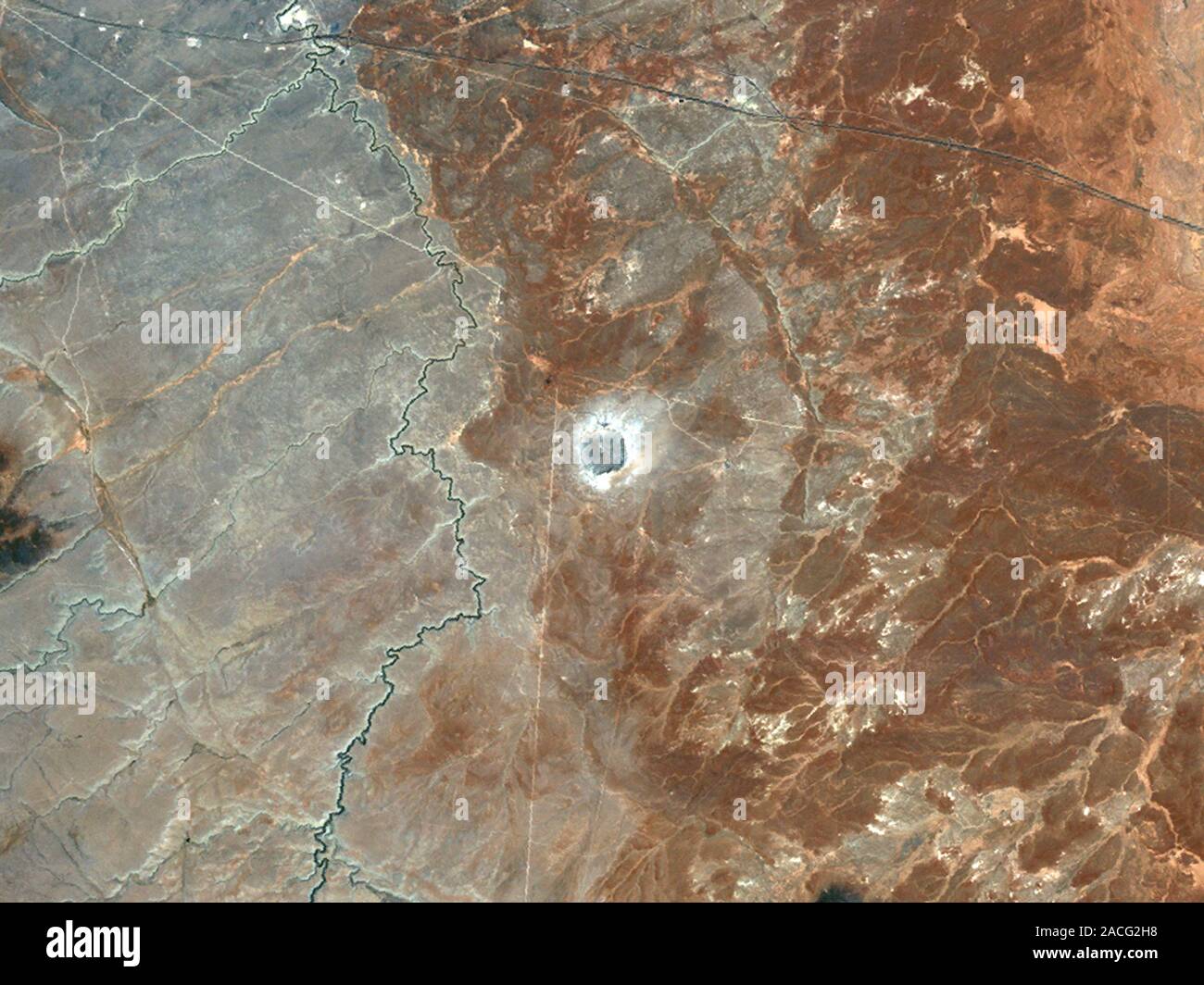 Barringer crater, satellite image. The Barringer meteor impact crater ...
