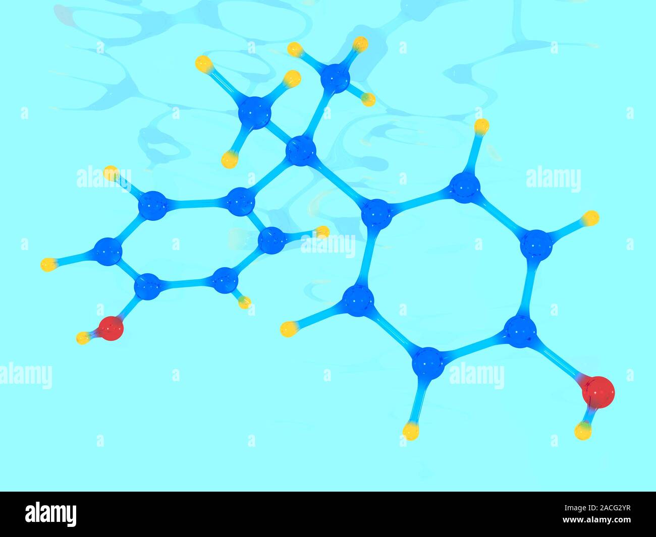 Bisphenol A, molecular model. This chemical is used in the plastics ...