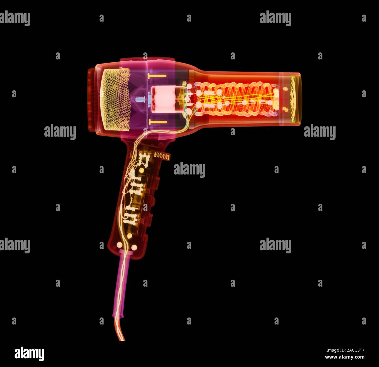 Hairdryer, coloured X-ray Stock Photo - Alamy