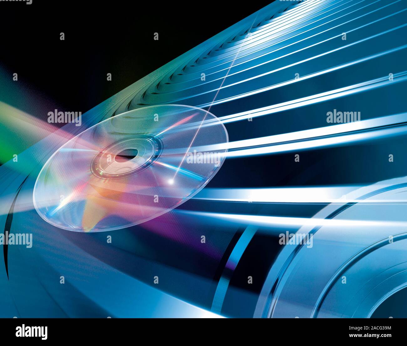 Data storage. Computer artwork of a DVD (digital versatile disc) used ...