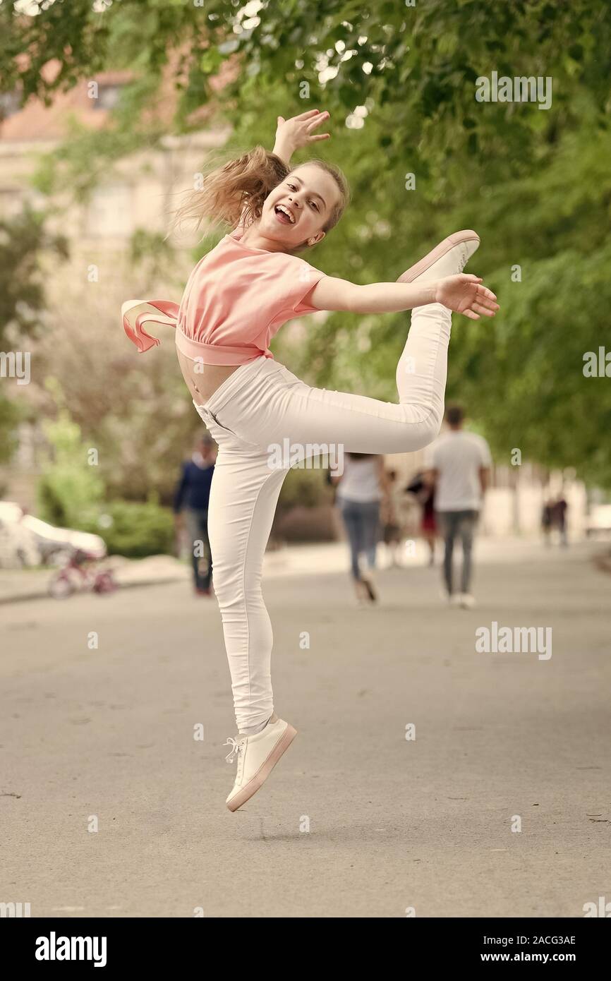 I am dancing roll up the floor. Dancing girl. Adorable dancer feeling ...