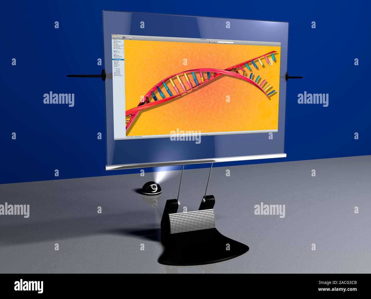 Futuristic computing, conceptual computer artwork. Projected computer ...