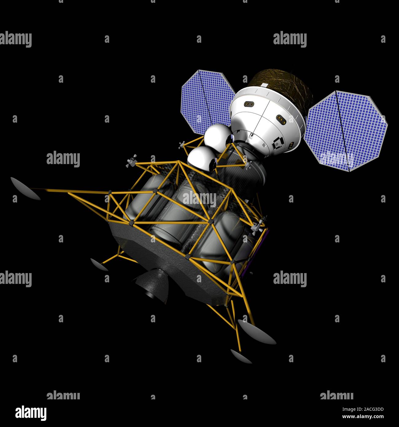 Orion and Altair spacecrafts. Computer artwork of the Orion crew module ...
