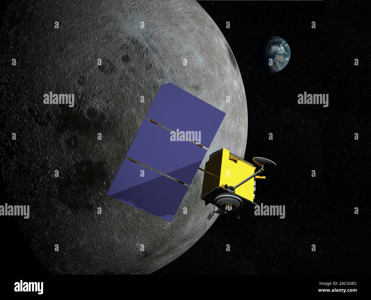 Lunar Reconnaissance Orbiter (LRO). Computer artwork of NASA's LRO in ...