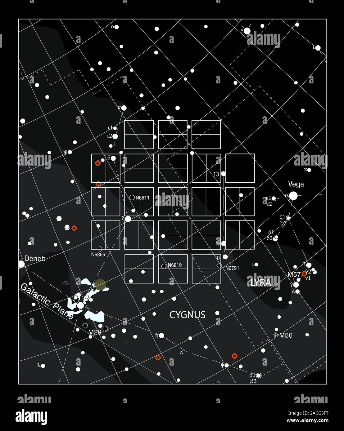 Kepler space telescope field of view. Star map showing the region of ...
