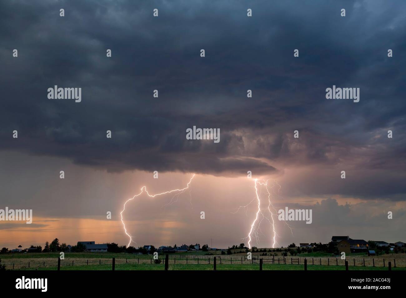 Huge electrical storm. Long exposure photograph of lightning repeatedly ...