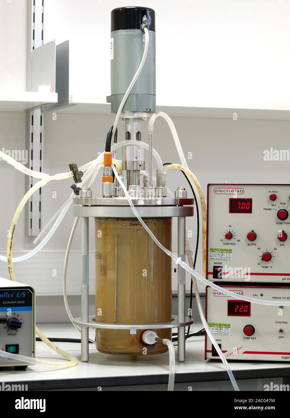 Bioreactor. Small-scale bioreactor used for studying bacteria ...