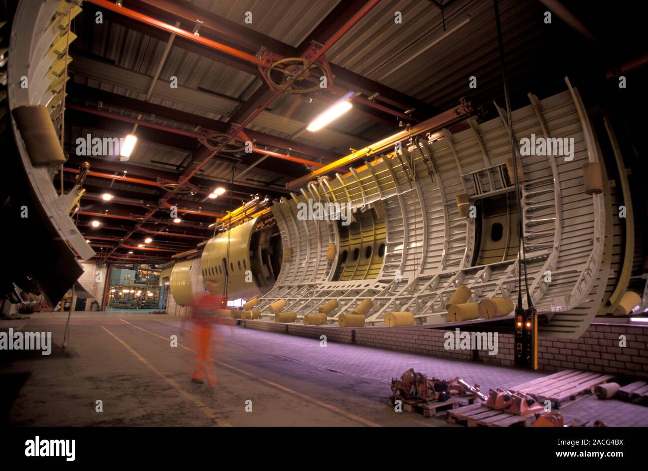 Passenger aircraft construction. Upper and lower fuselage panels of an ...