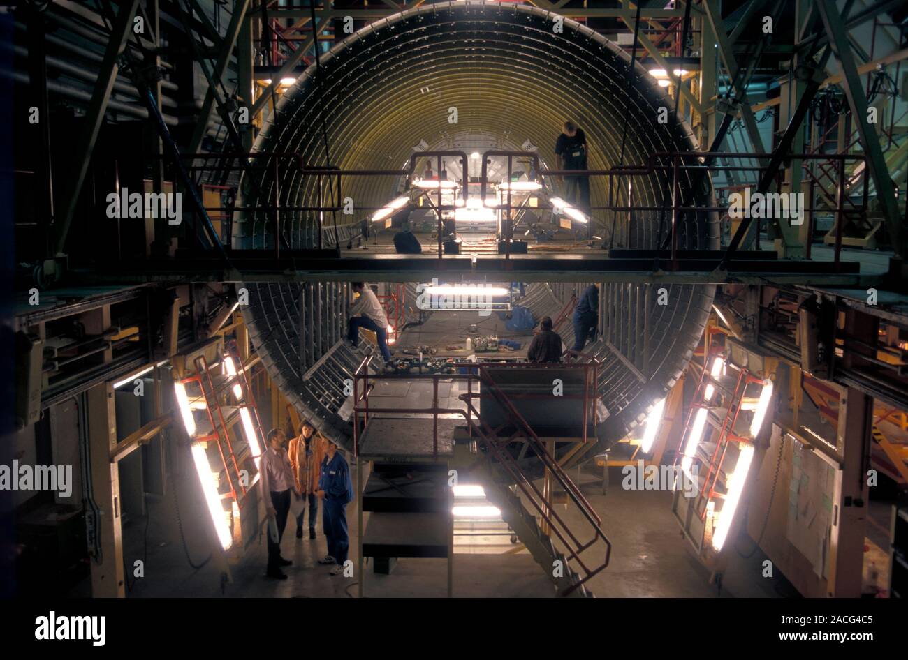 Passenger aircraft construction. Upper and lower panels of the tail ...