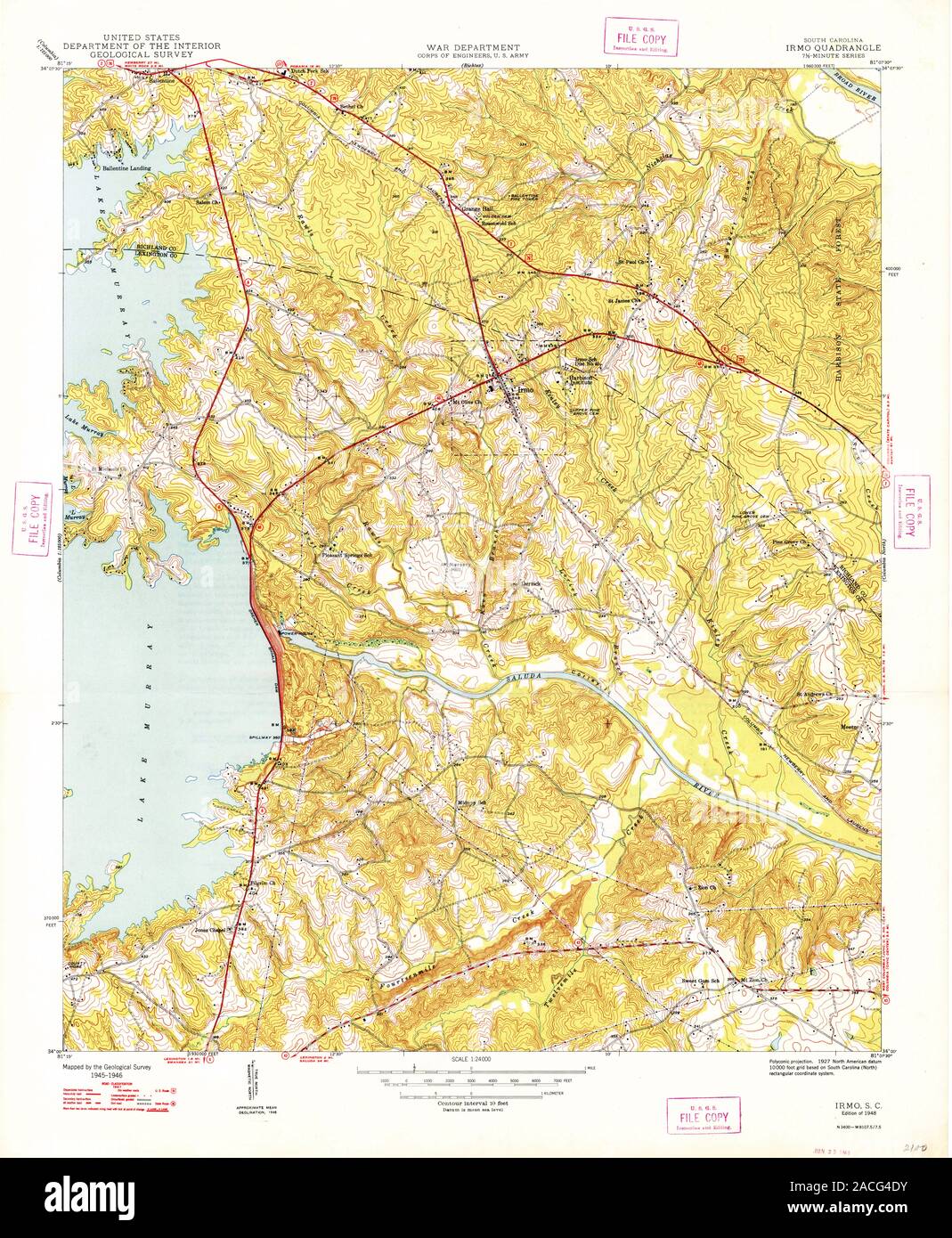 USGS TOPO Map South Carolina SC Irmo 261131 1948 24000 Restoration ...