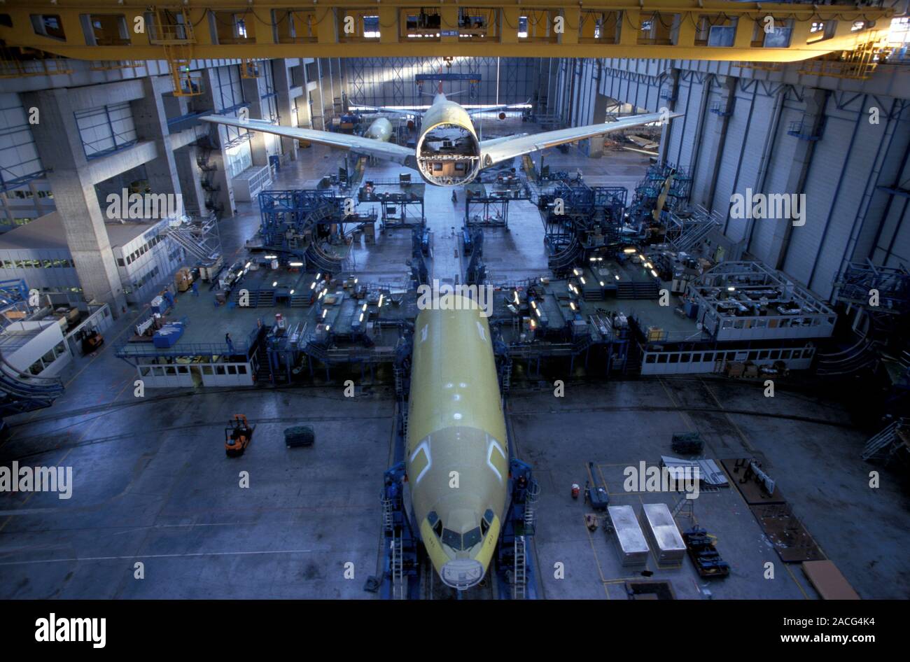 Passenger aircraft construction. Nose, centre and tail sections of an ...