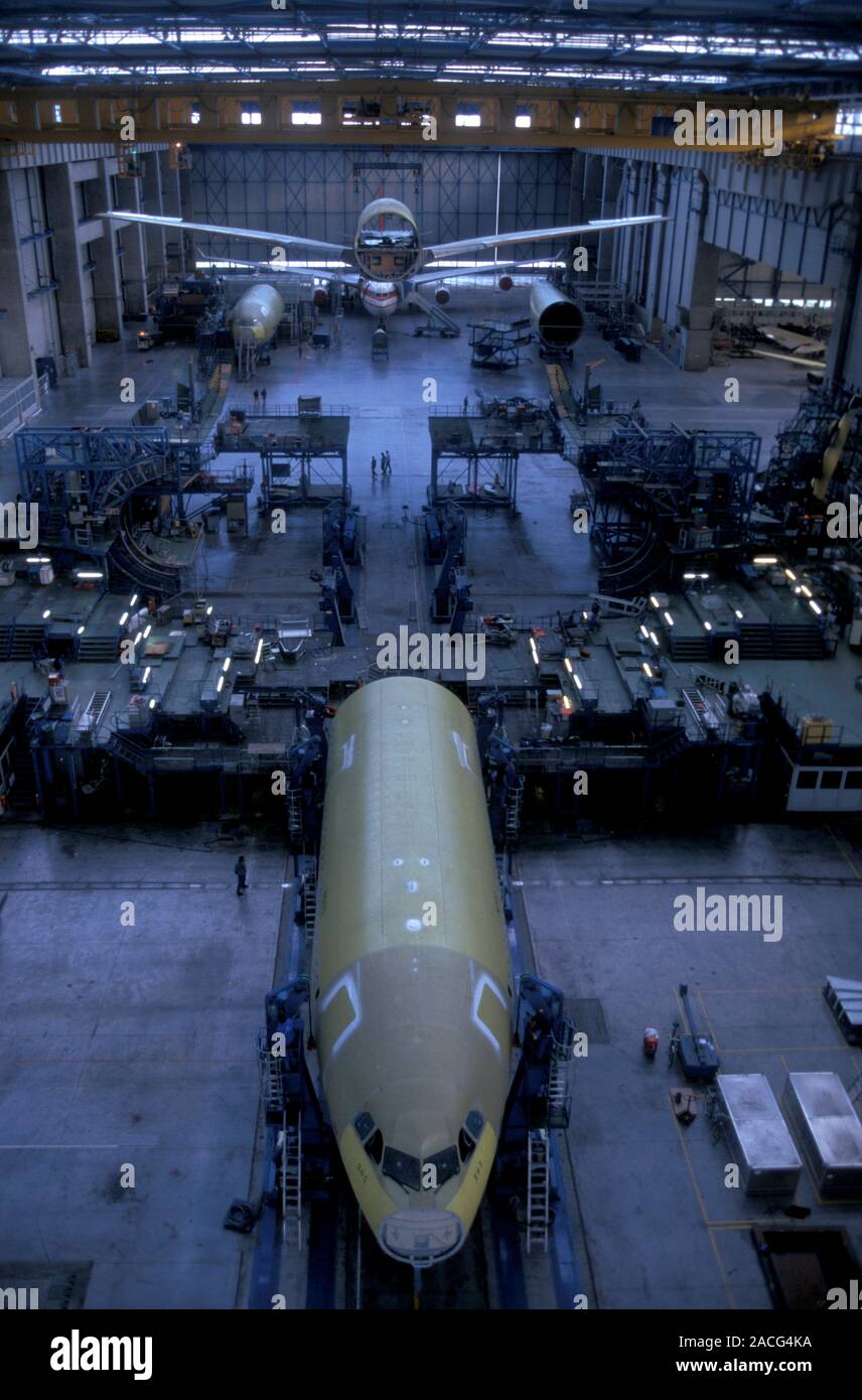 Passenger aircraft construction. Nose, centre and tail sections of an ...