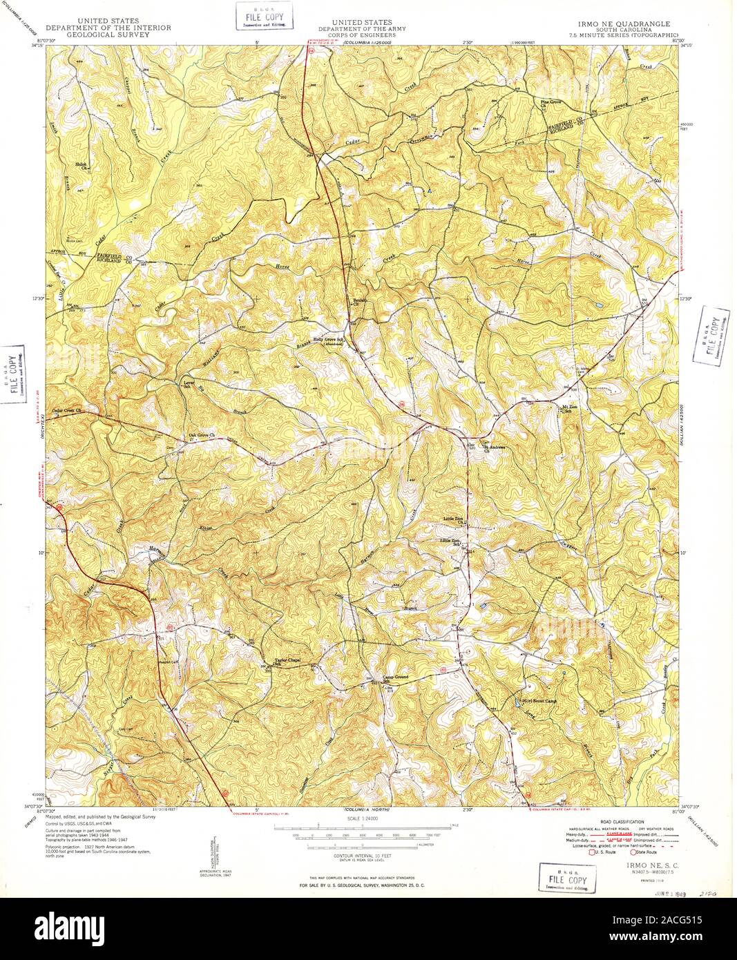 USGS TOPO Map South Carolina SC Irmo NE 261134 1949 24000 Restoration ...
