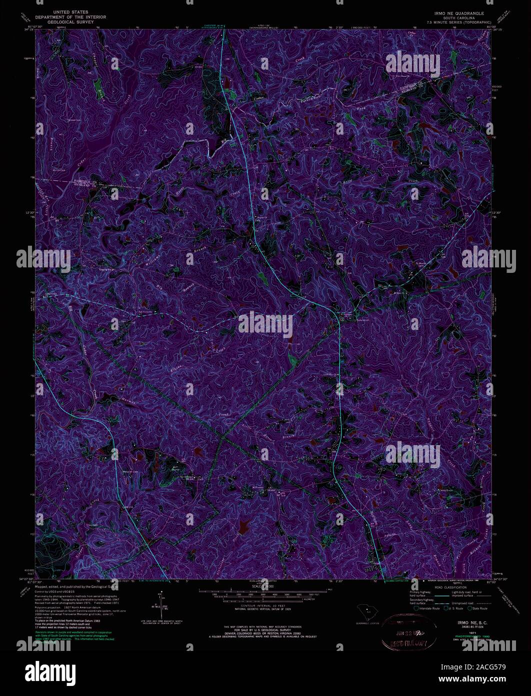 USGS TOPO Map South Carolina SC Irmo NE 261137 1971 24000 Inverted ...