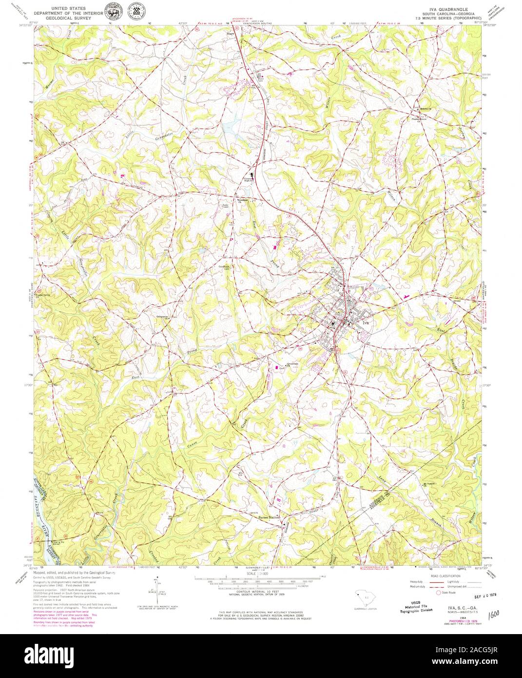 USGS TOPO Map South Carolina SC Iva 261143 1964 24000 Restoration Stock ...