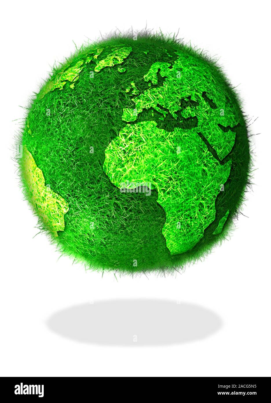 Green planet, conceptual artwork. Computer artwork showing the Earth ...