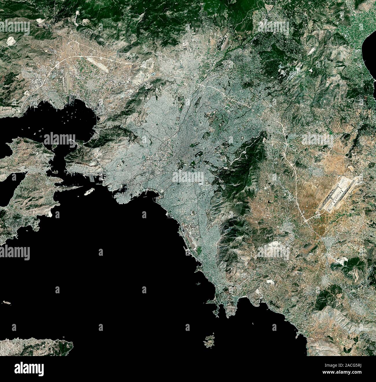Athens, Greece. Satellite image of Athens, the capital city of Greece ...
