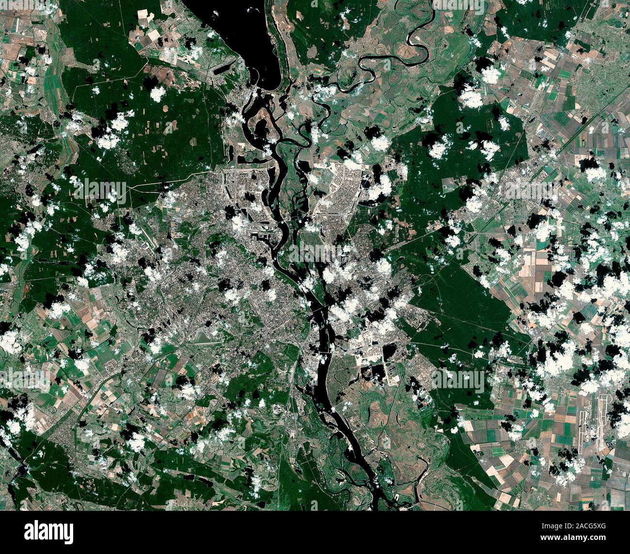 Kiev, Ukraine. Satellite image of Kiev, the capital city of Ukraine ...