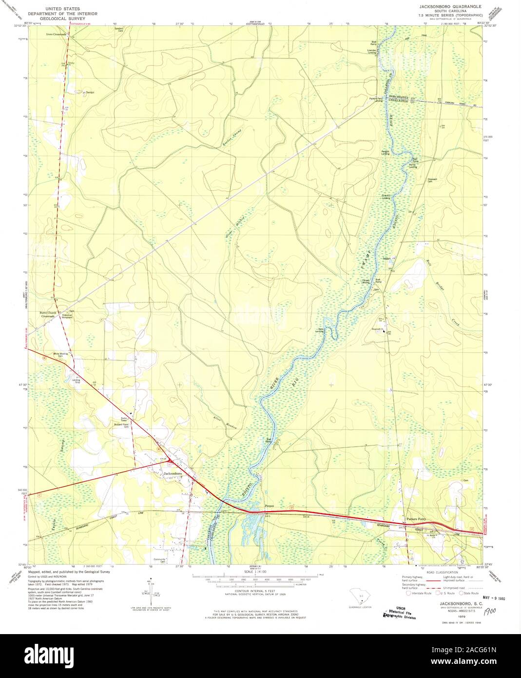 USGS TOPO Map South Carolina SC Jacksonboro 261147 1979 24000 ...